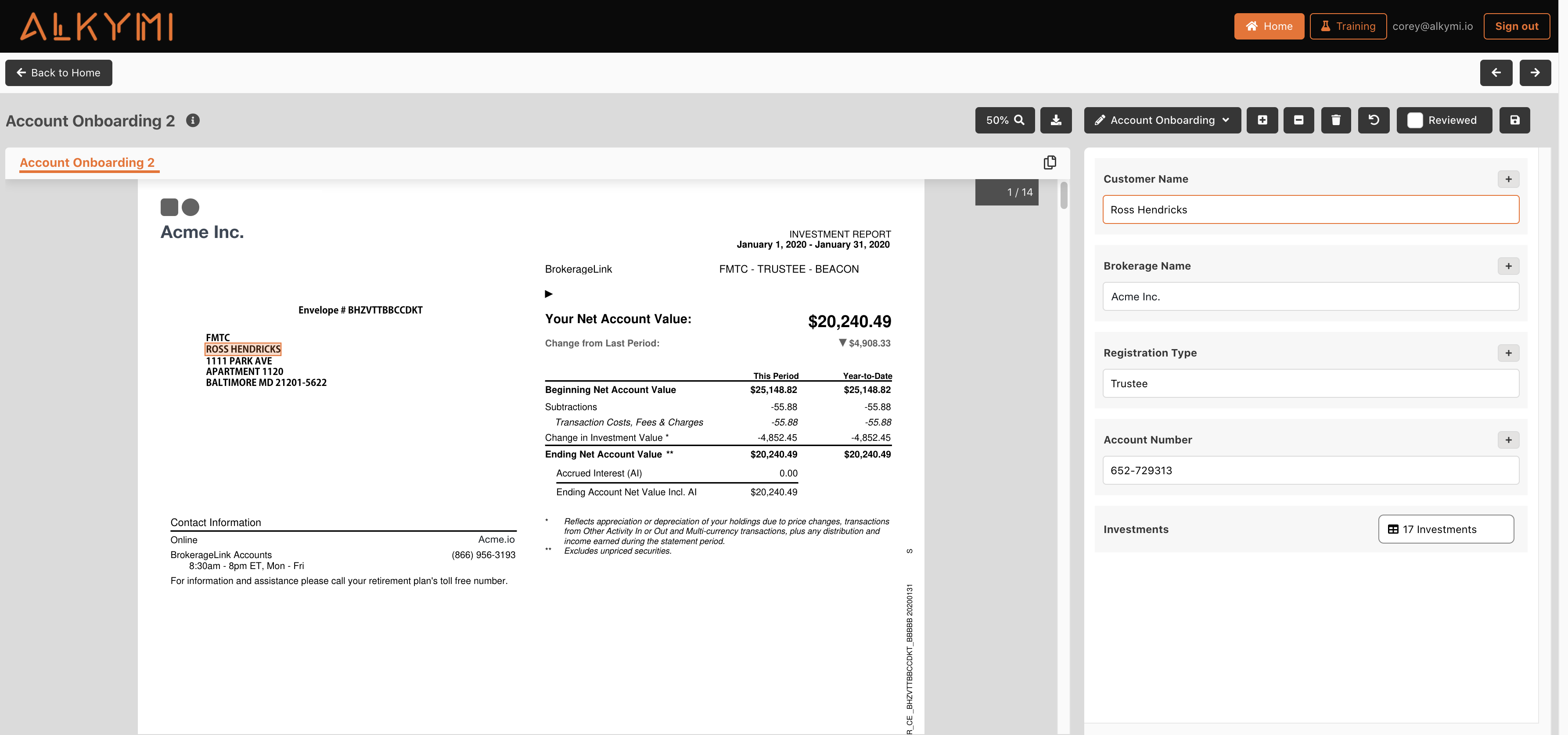 Alkymi Data Inbox | Advisor Services