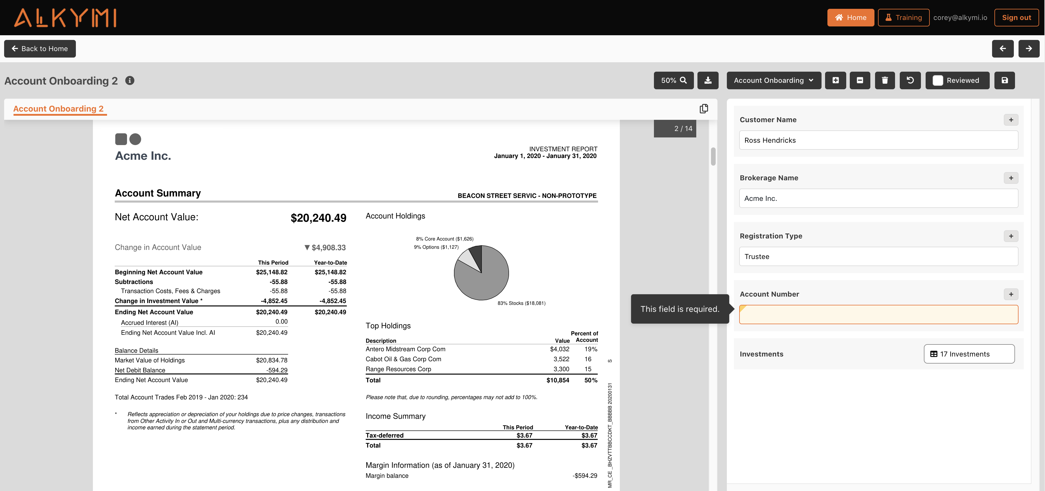 Alkymi Data Inbox | Advisor Services