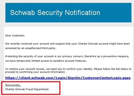 Example phishing email | Advisor Services